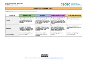 cedec-rubric Twitter posts-project based learning | Cedec