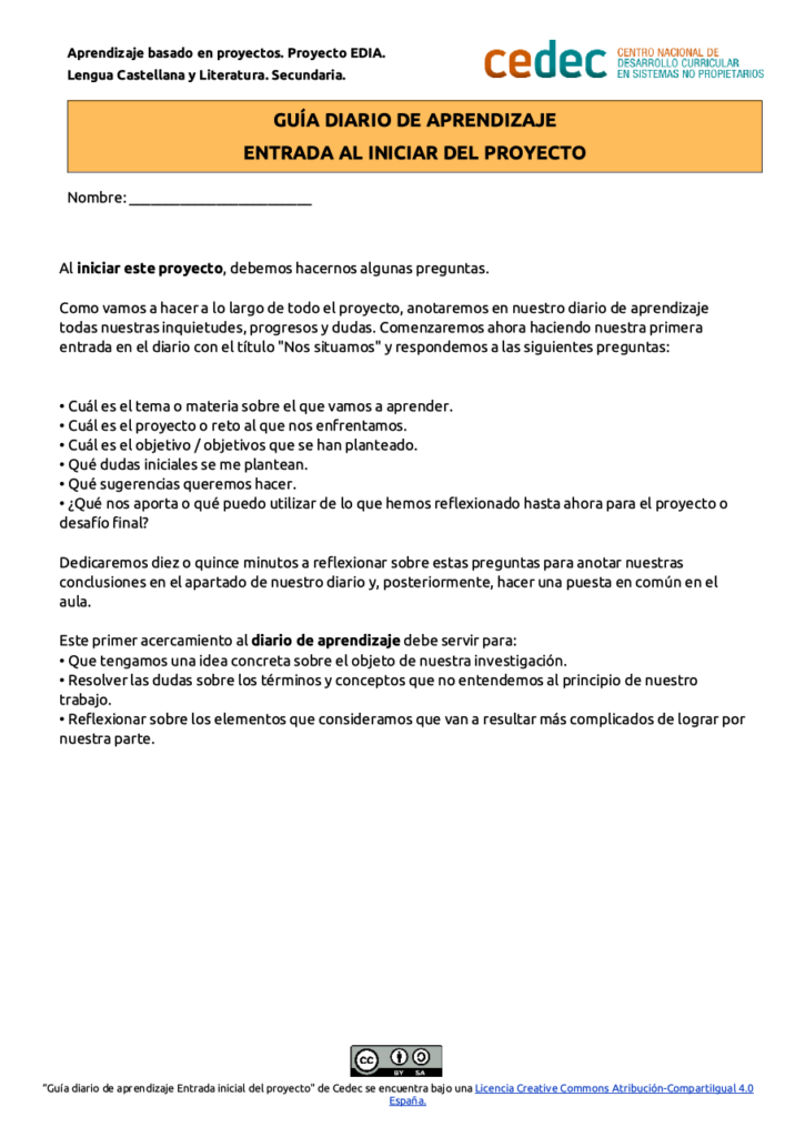 cedec-Guia-diario-de-aprendizaje-Entrada-inicial-Trabajo-por-proyectos ...